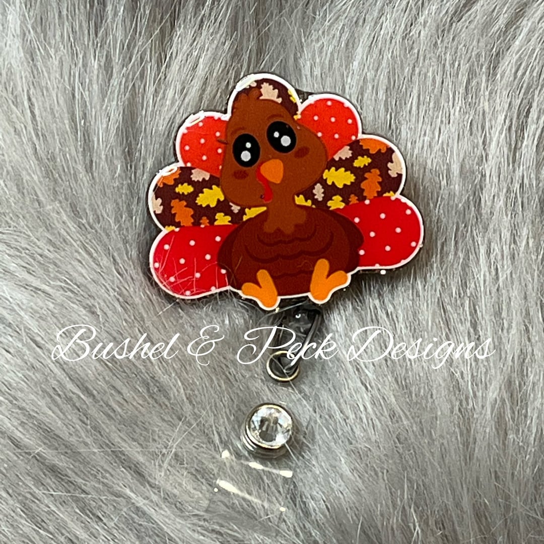 Glitter Turkey Badge Reel: Thanksgiving Nurse Accessory - Etsy