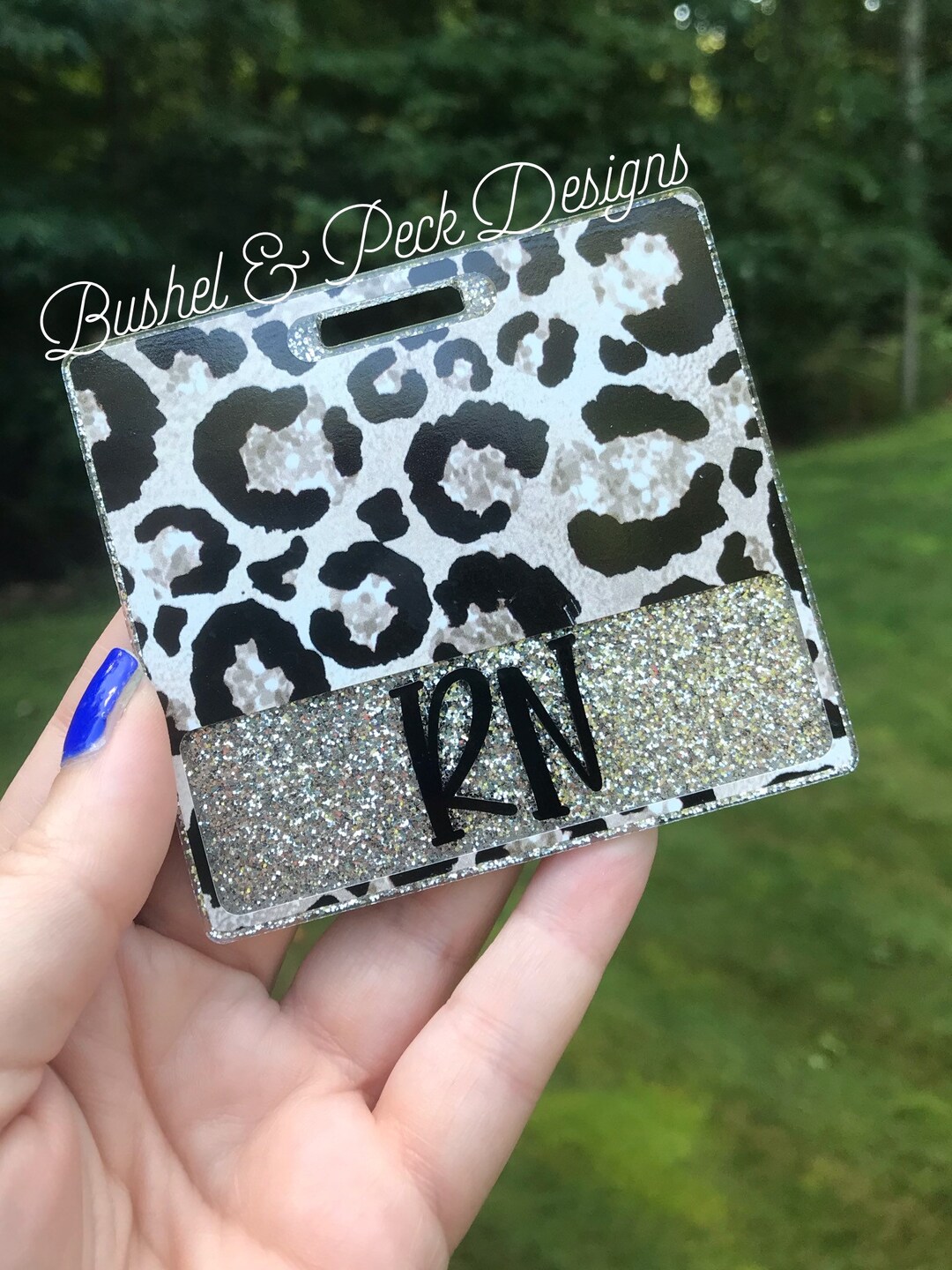 Glitter Badge Buddy/ Badge Buddy/leopard Badge Buddy/leopard Id Tag ...