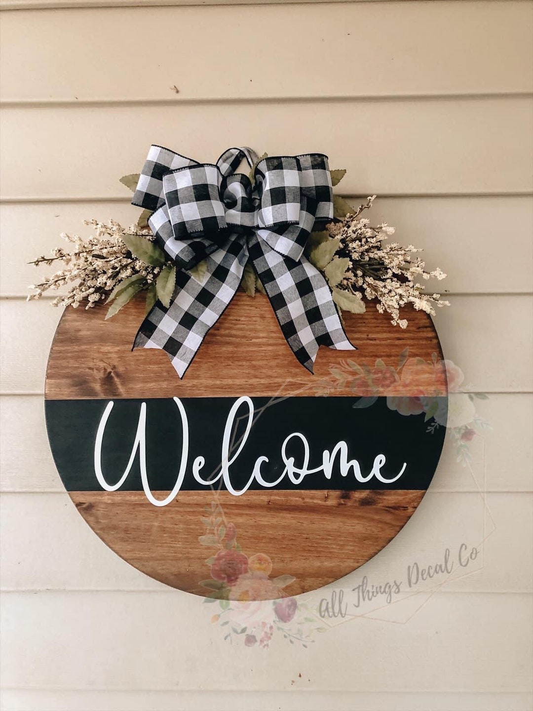 Front Door Hanger, Front Door Wood Round, Front Door Decor, Holiday ...