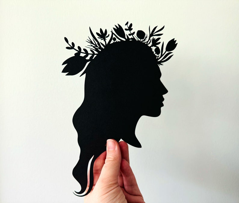 Large Custom Hand Cut Paper Silhouette Portrait With Personalized ...