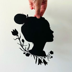 Large Custom Hand Cut Paper Silhouette Portrait With Personalized ...