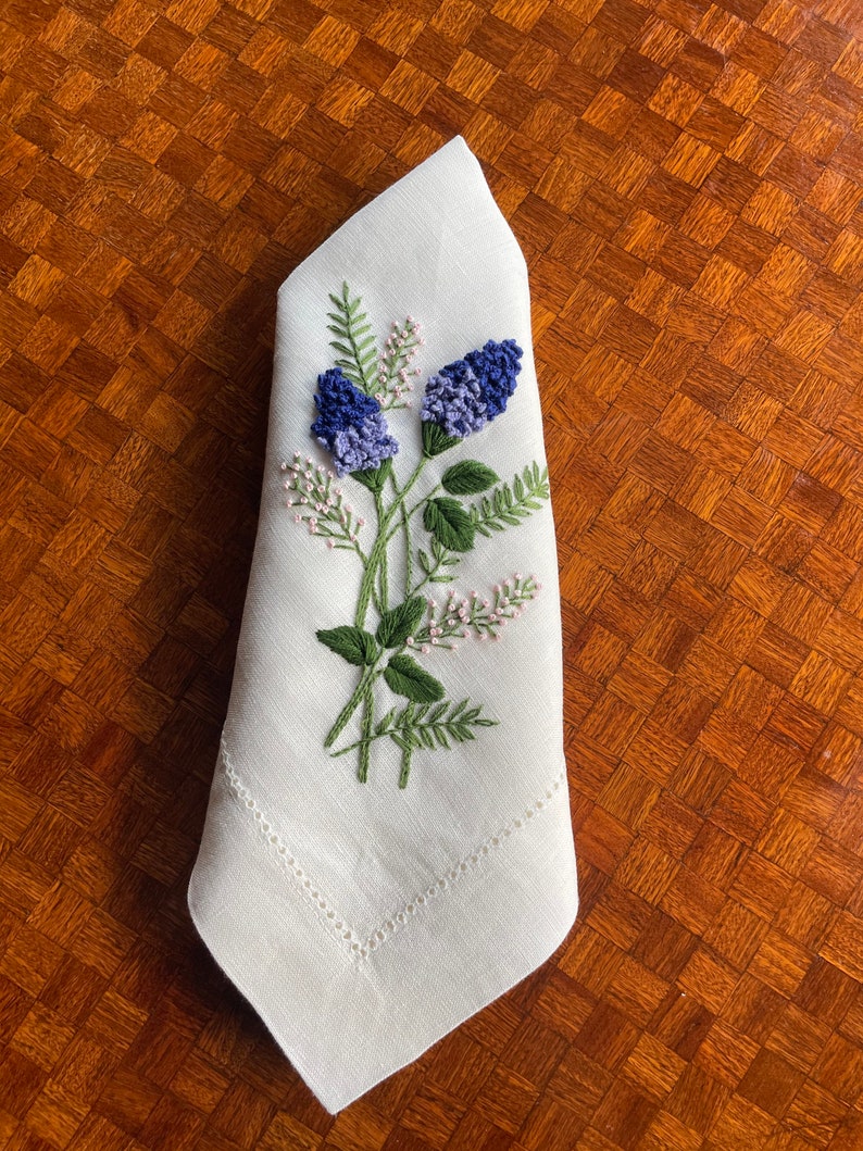 Early Spring Hand Embroidered Linen Dinner Napkins Set of 6 - Etsy