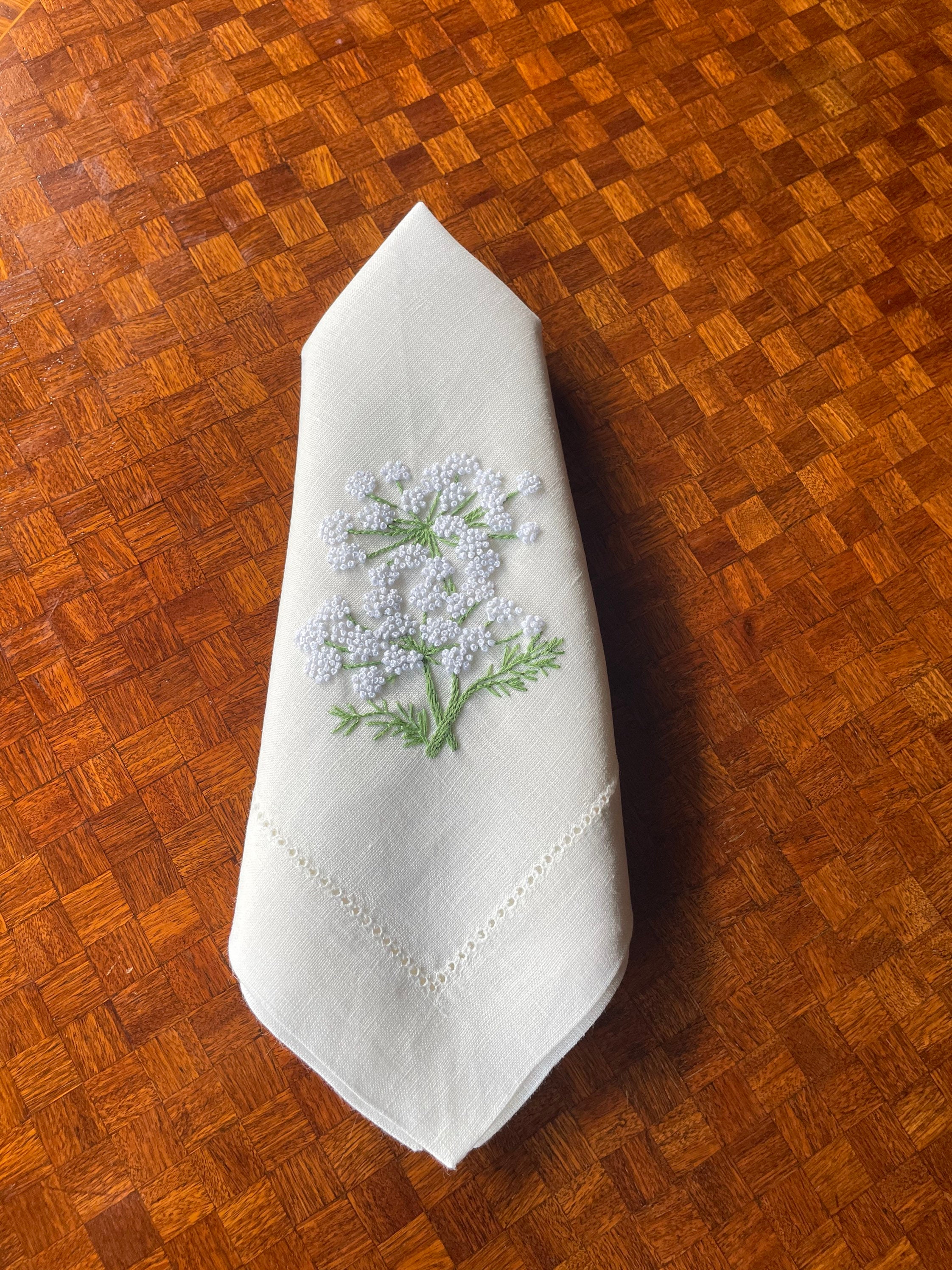 Early Spring Hand Embroidered Linen Dinner Napkins Set of 6 - Etsy