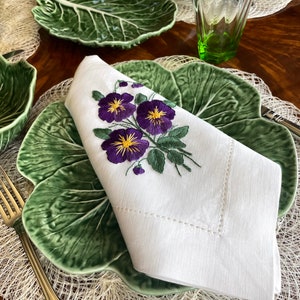 Hand Embroidered Linen Cloth Napkins Set of 6 Floral - Etsy