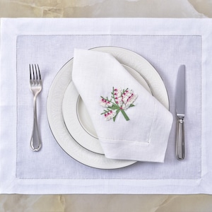 Set of 6 Spring Blooms Hand Embroidered Reusable Napkins, Floral ...