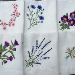 Hand Embroidered Linen Cloth Napkins Set of 6 Floral - Etsy