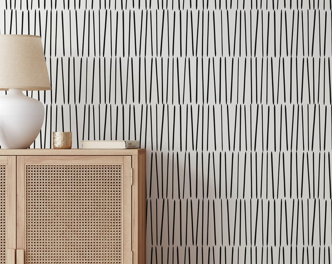 Minimalist Abstract Lines Wallpaper Removable Self Adhesive Brown Boho ...