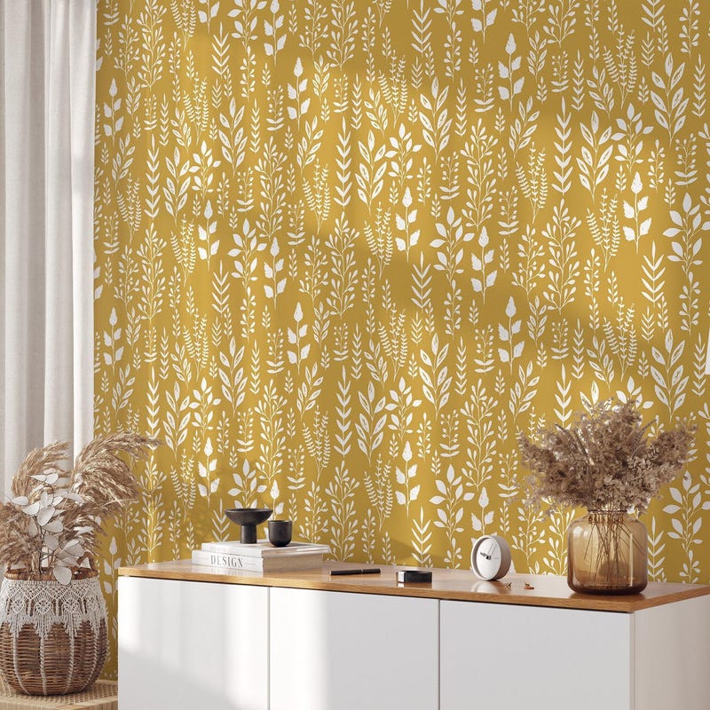 Boho Herbs Wallpaper - Etsy