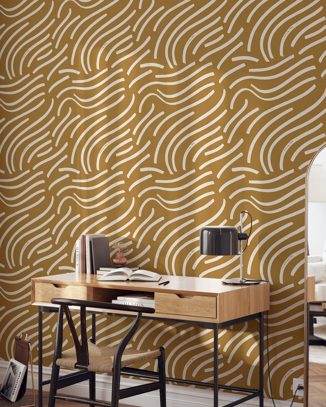 Wavy Lines Wallpaper | Removable Self Adhesive Abstract Modern ...