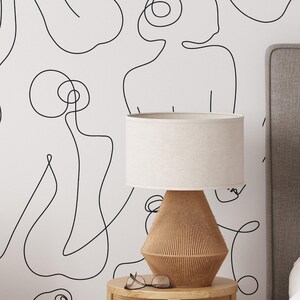 Female Body Line Art Wallpaper | Removable Self Adhesive Black White ...
