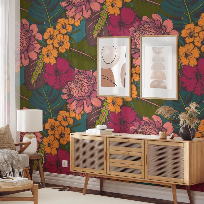 Large Floral Wallpaper - Etsy