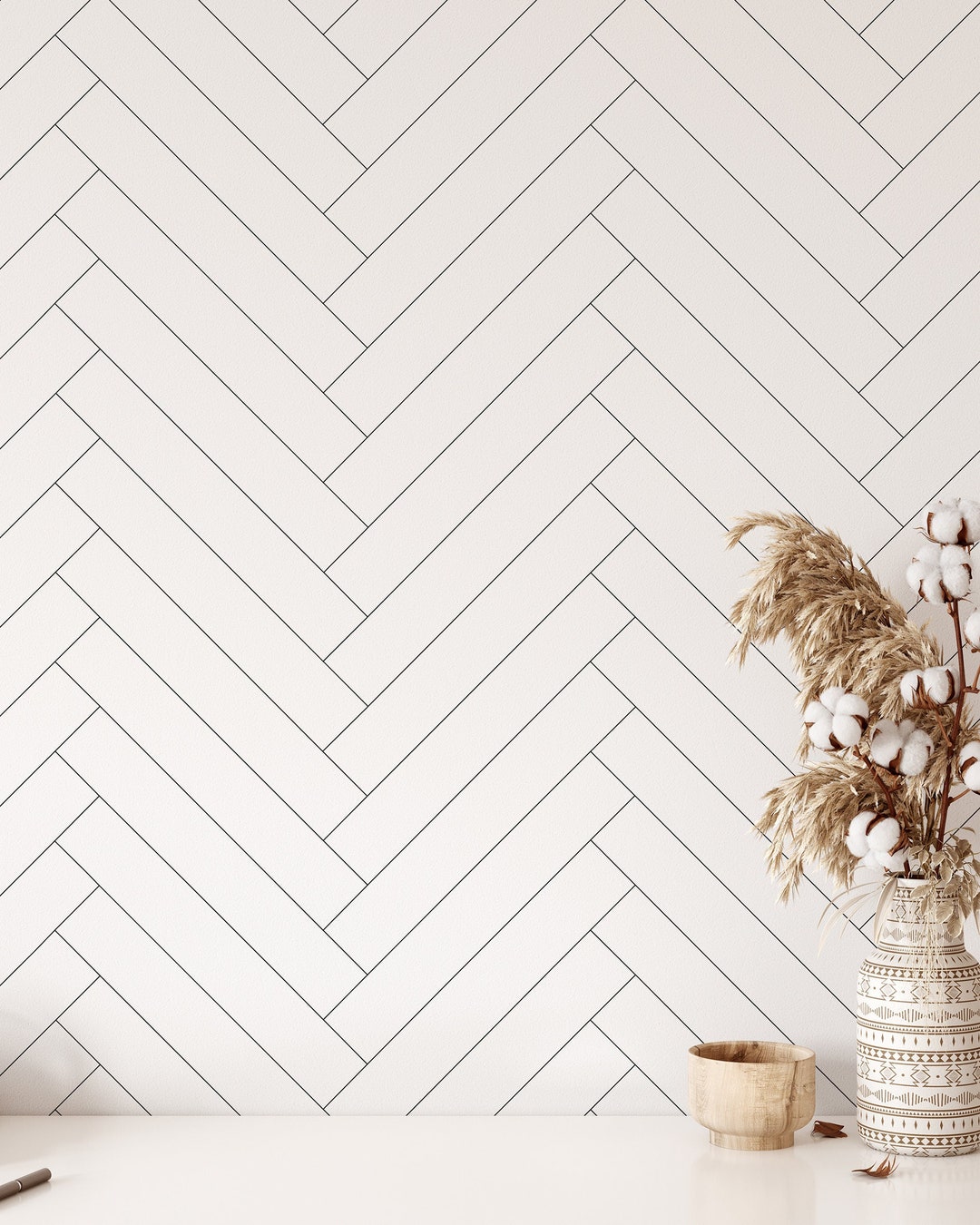 Herringbone Wood Parquet Wallpaper | Removable Self Adhesive Modern ...