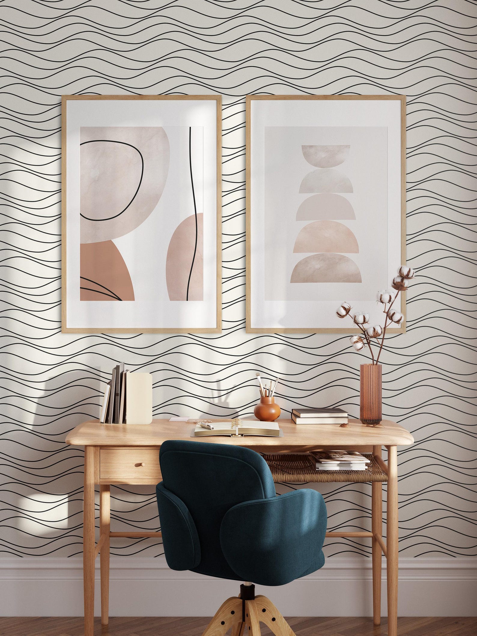 Linear Wavy Waves Peel and Stick Wallpaper | Removable Self Adhesive ...