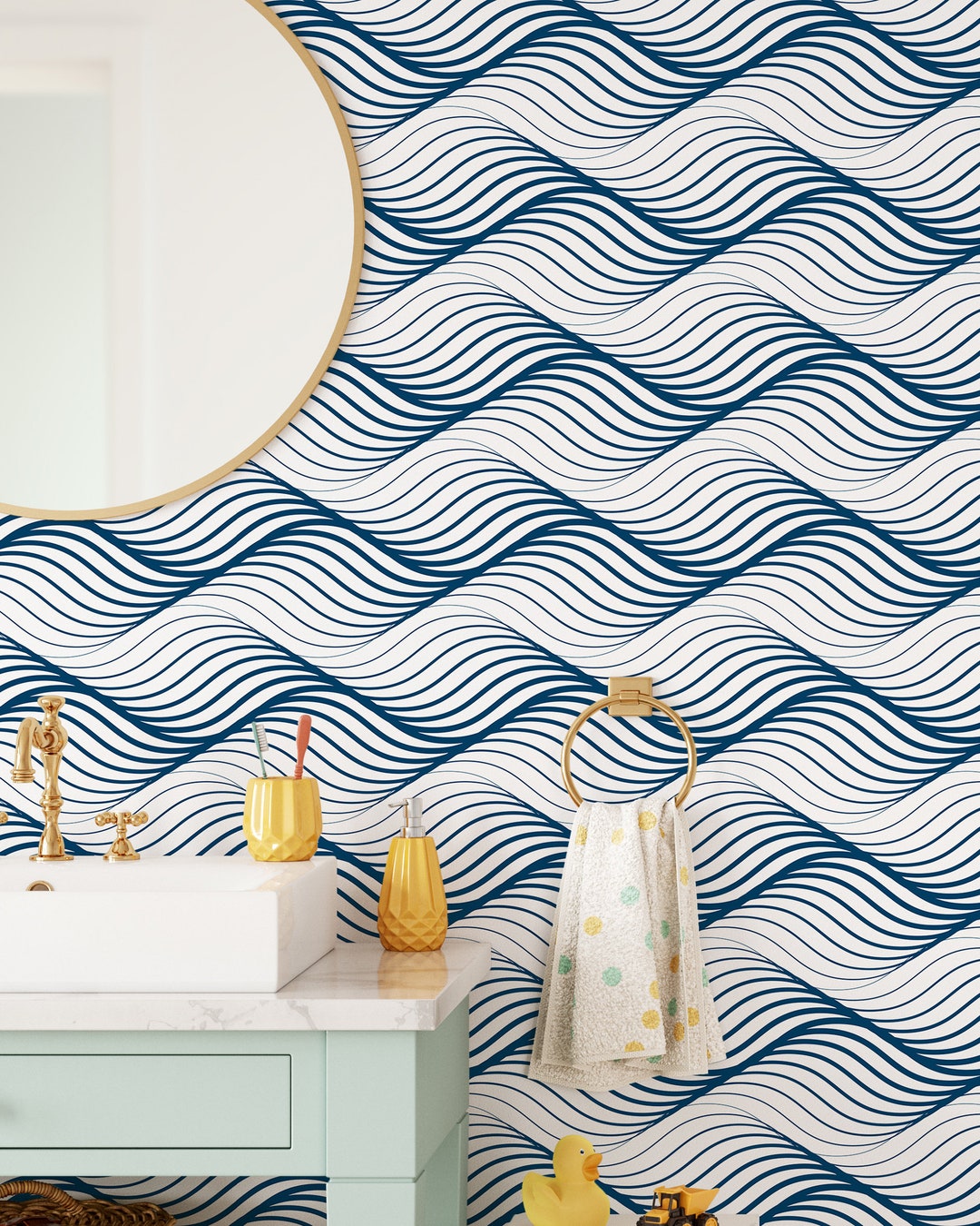 Water Waves Wallpaper | Abstract Removable Self Adhesive Waves ...