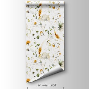 Yellow Flowers Garden Wallpaper | Removable Self Adhesive Botanical ...