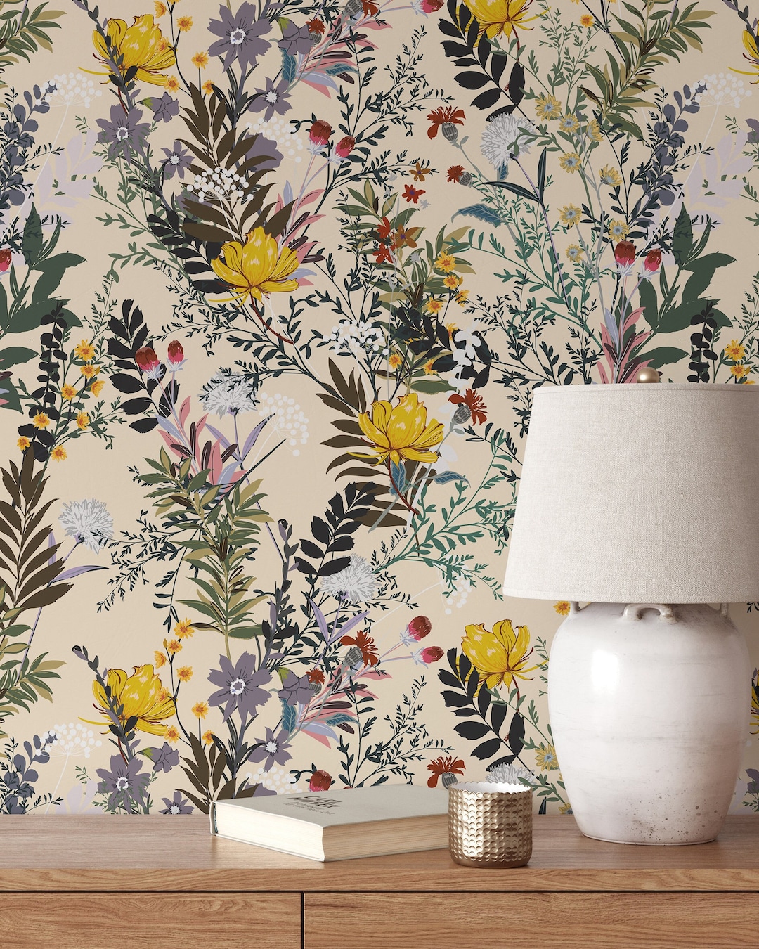 Blooming Floral Wallpaper | Removable Self Adhesive Botanical Wallpaper ...