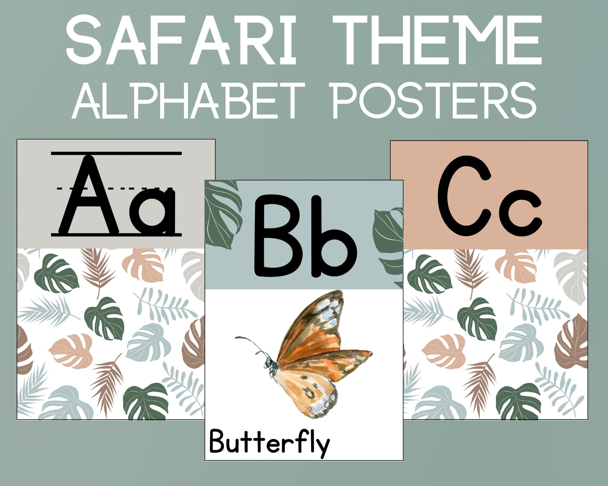 Neutral Safari Alphabet Posters - Etsy