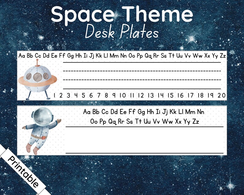 Neutral Space Theme Desk Plates [printable] - Etsy