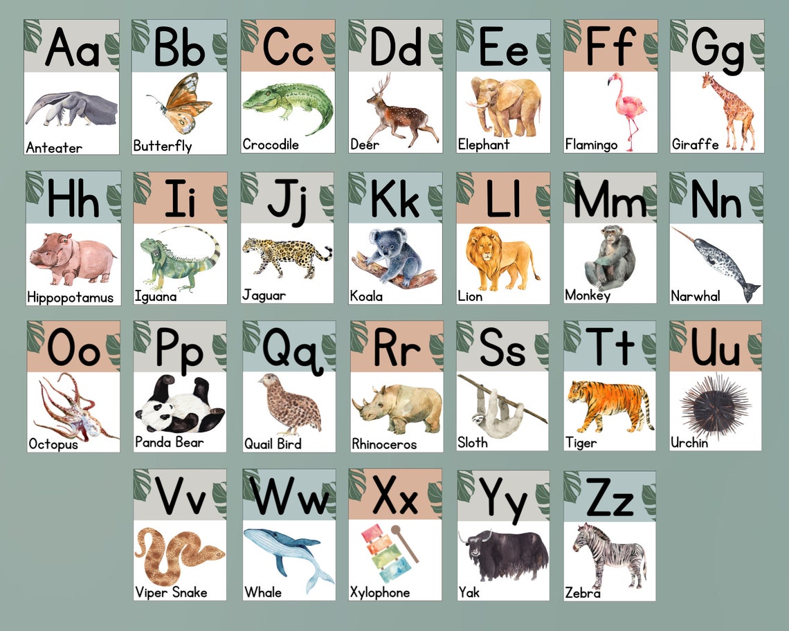 Neutral Safari Alphabet Posters - Etsy