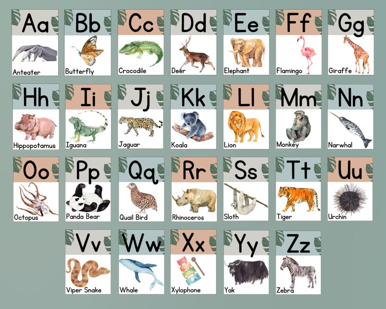 Neutral Safari Alphabet Posters - Etsy