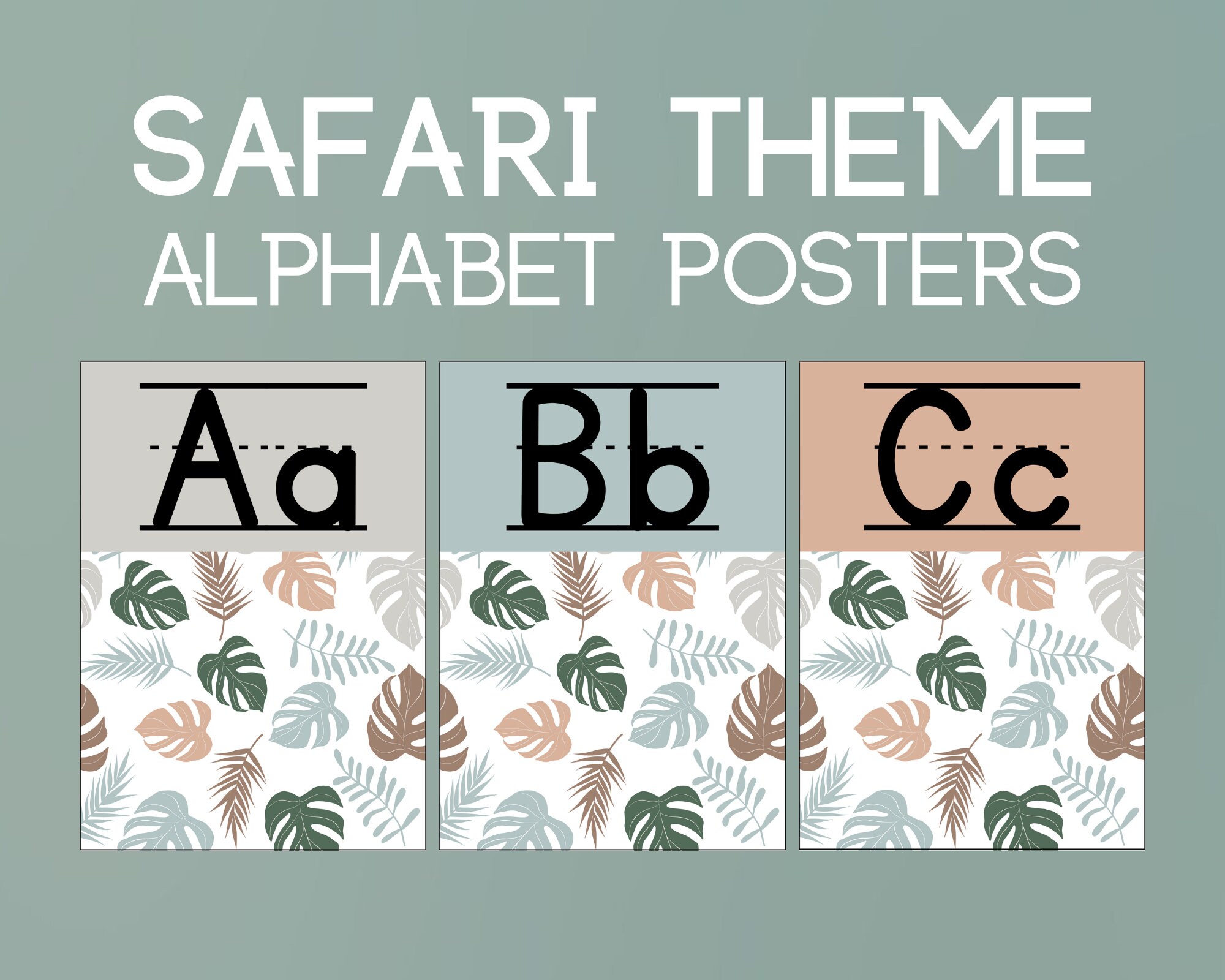 Neutral Safari Alphabet Posters - Etsy
