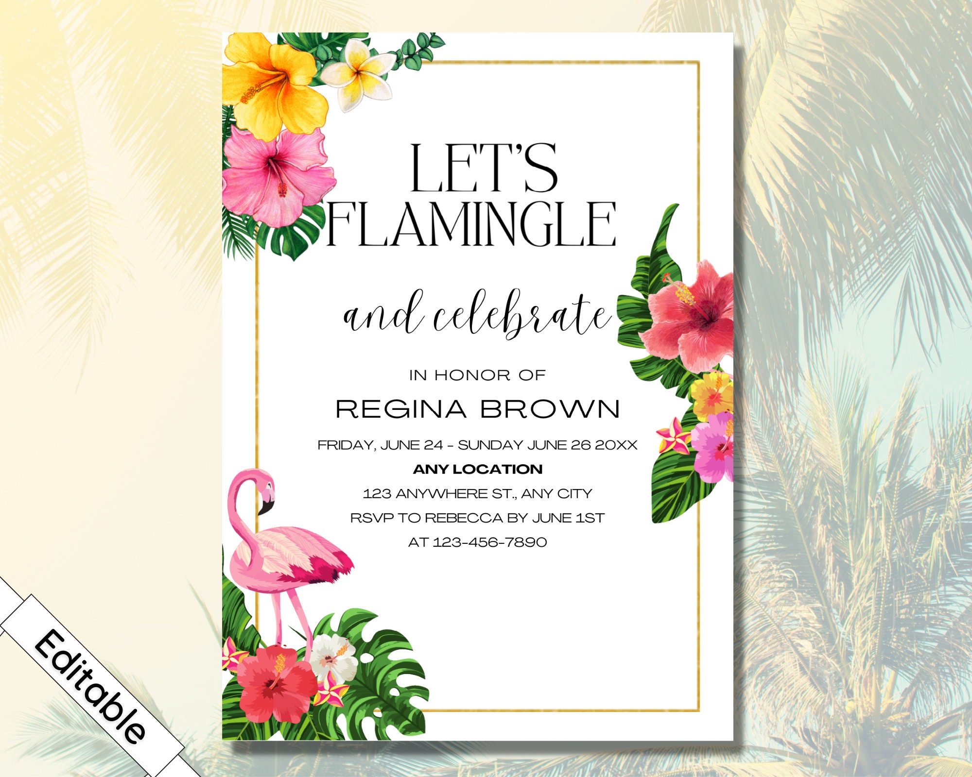 Tropical Flamingle Party Invitation & Itinerary Template - Etsy
