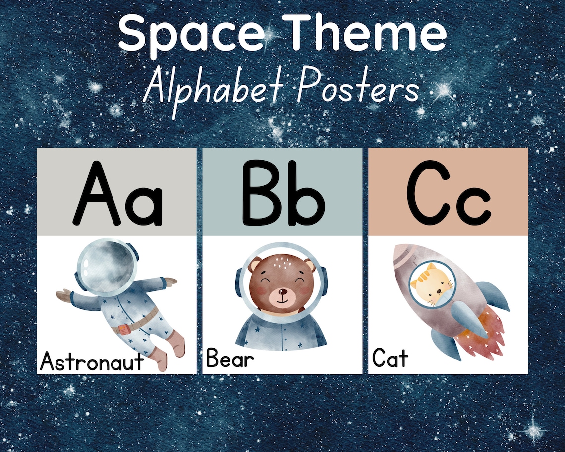 Space Theme Alphabet Posters - Etsy
