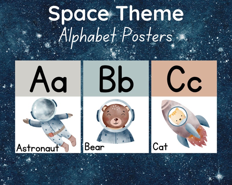 Space Theme Alphabet Posters - Etsy