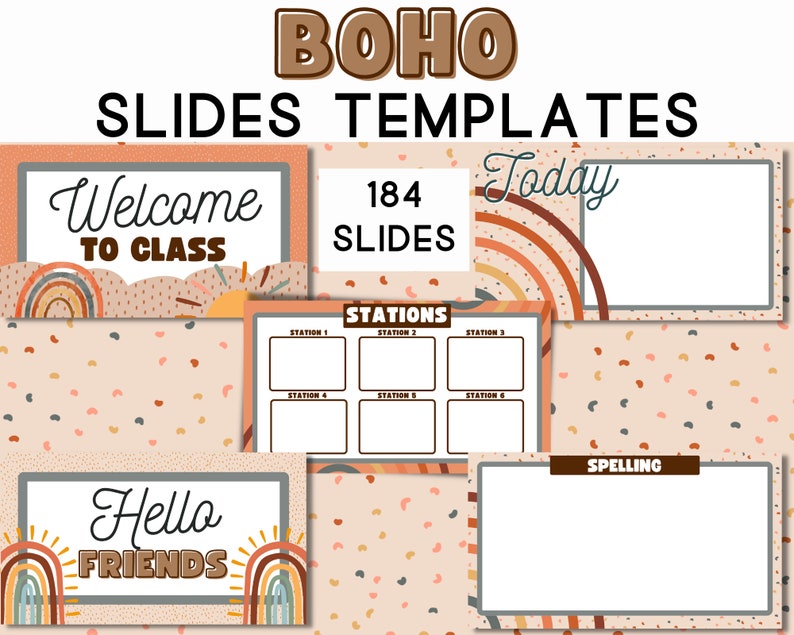 Boho Rainbow Teacher Slides Template - Etsy
