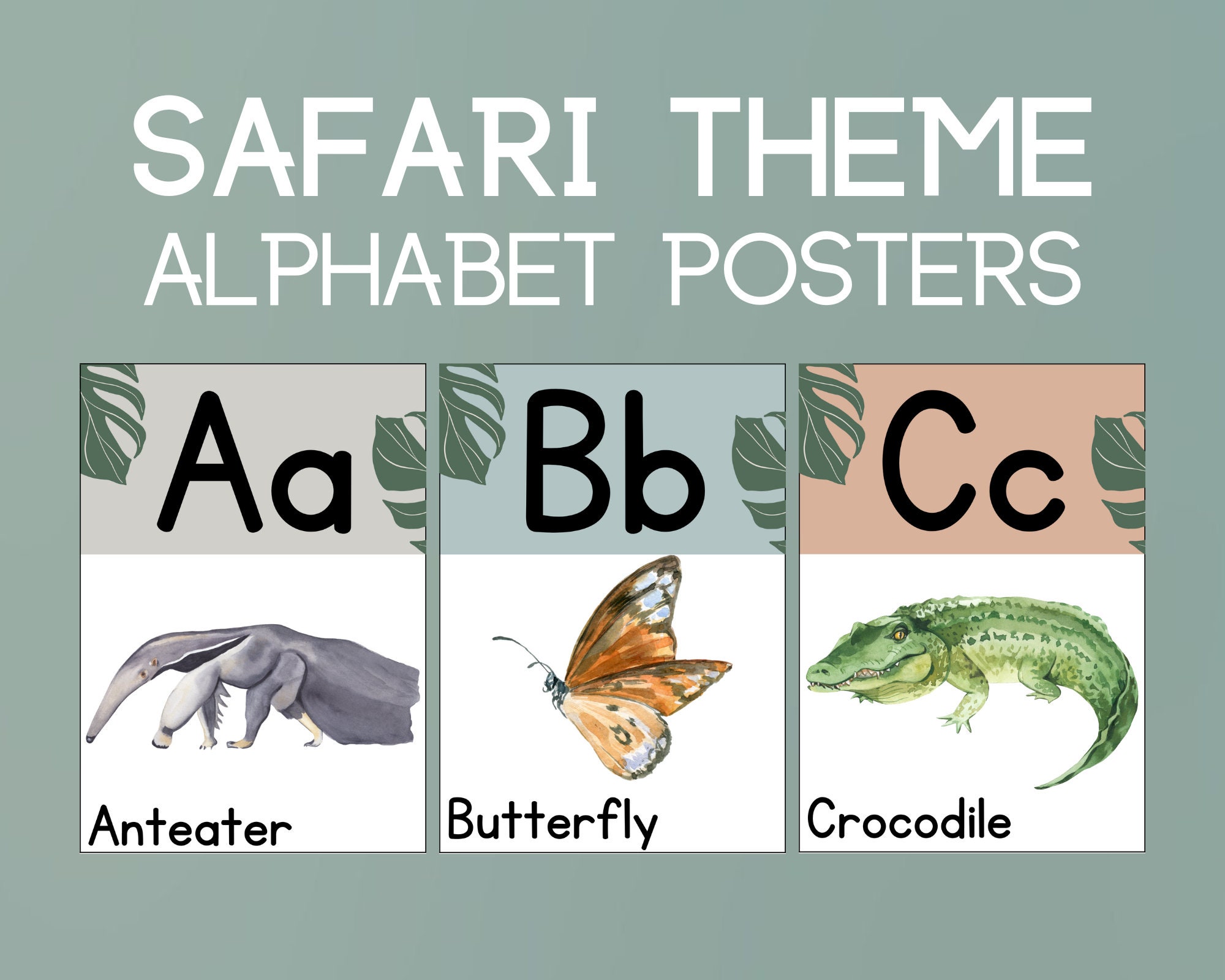 Neutral Safari Alphabet Posters - Etsy