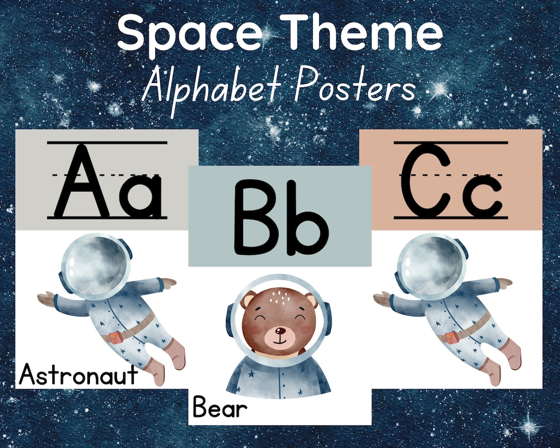 Space Theme Alphabet Posters - Etsy