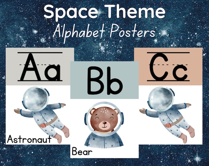 Space Theme Alphabet Posters - Etsy
