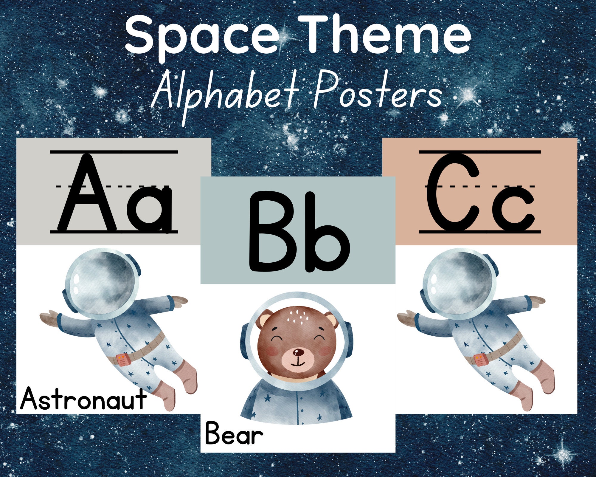 Space Theme Alphabet Posters - Etsy