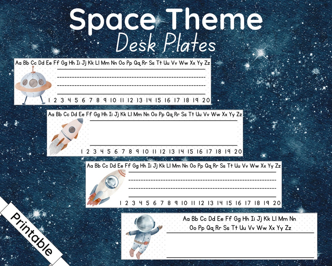 Neutral Space Theme Desk Plates [printable] - Etsy