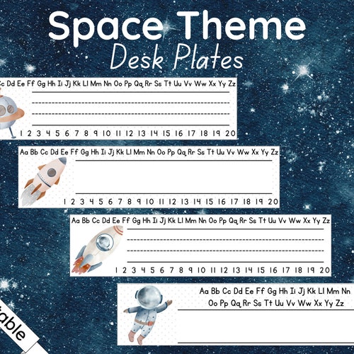 Neutral Space Theme Desk Plates printable - Etsy