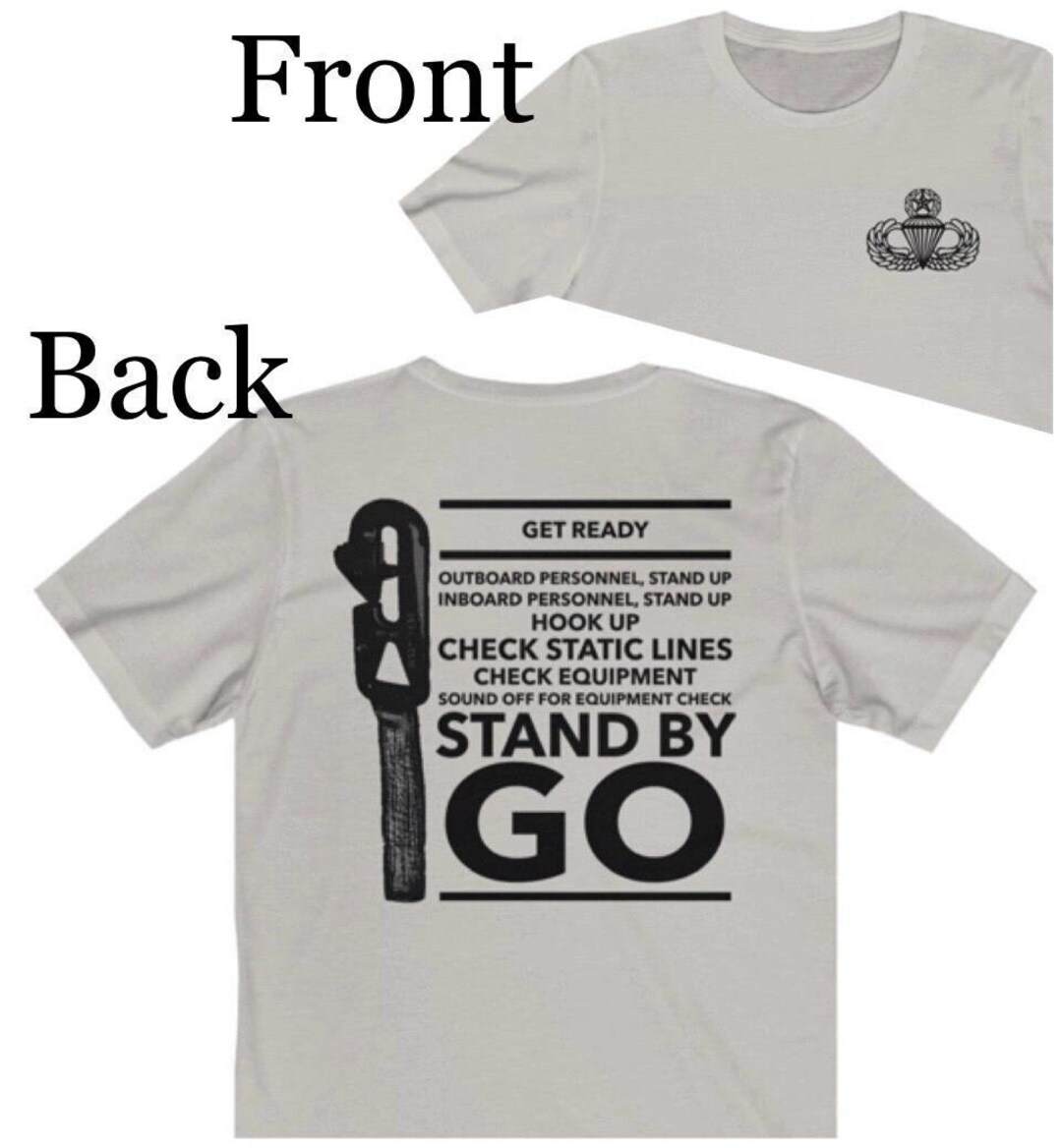 Jumpmaster Wings on Front, Jump Commands on Back - Unisex Jersey Short ...