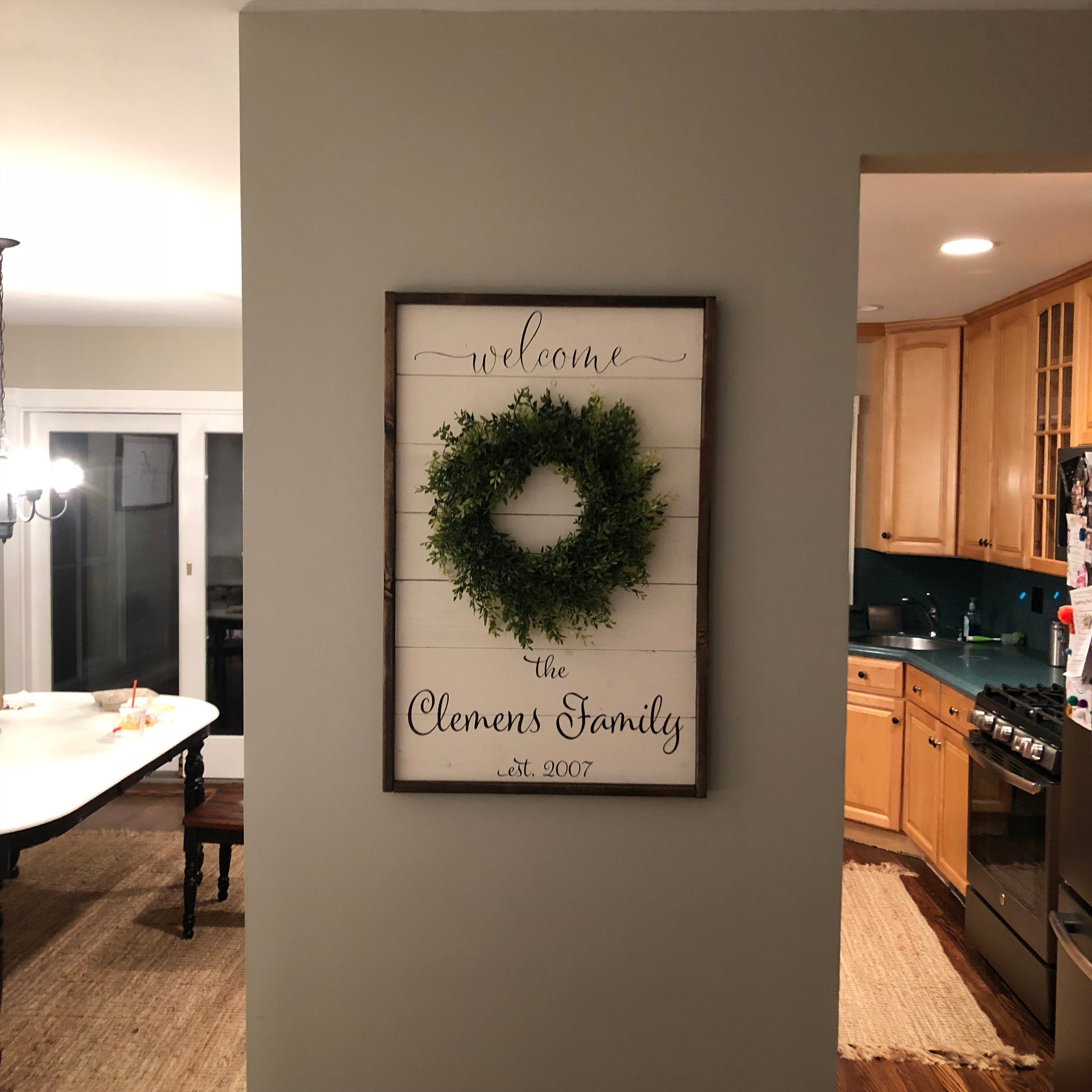 Shiplap Welcome Entryway Wreath Holder Family Welcome Sign | Etsy
