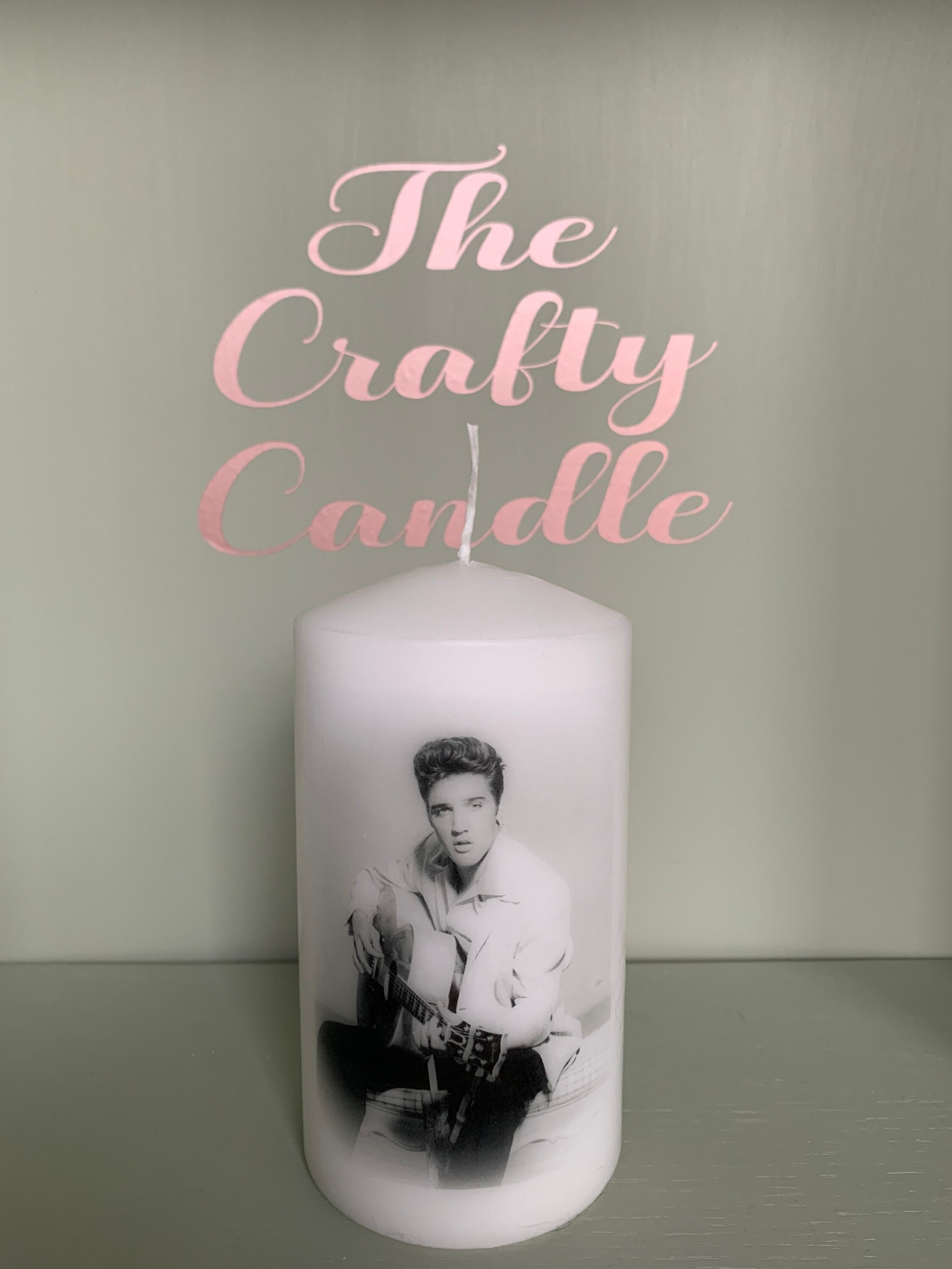 Elvis Presley Remembrance Design Hand Decorated Pillar Candle | Etsy UK