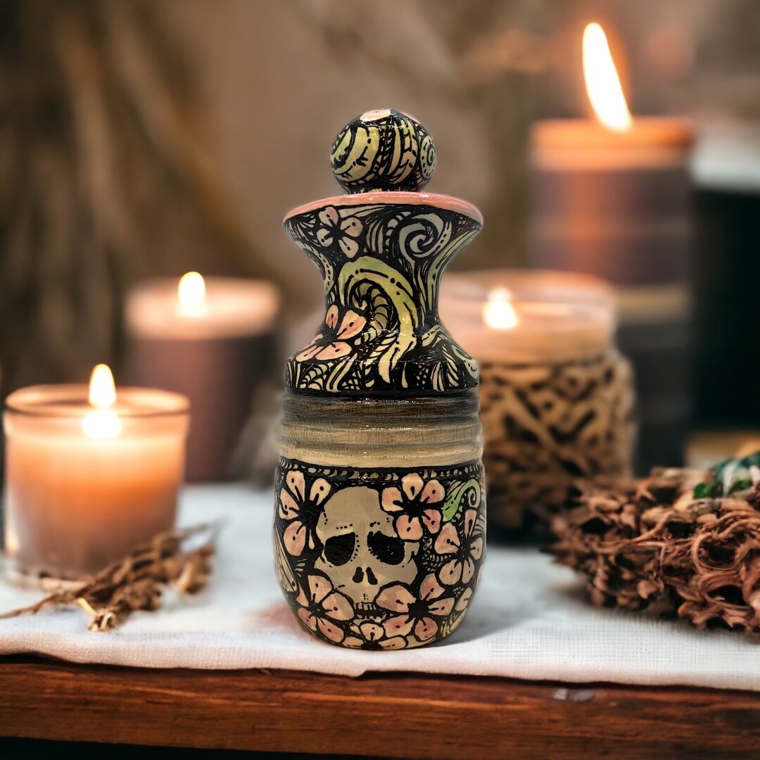 Hand Drawn Ceramic Potion Jar, Apothecary, Handmade, Unique, One of a ...
