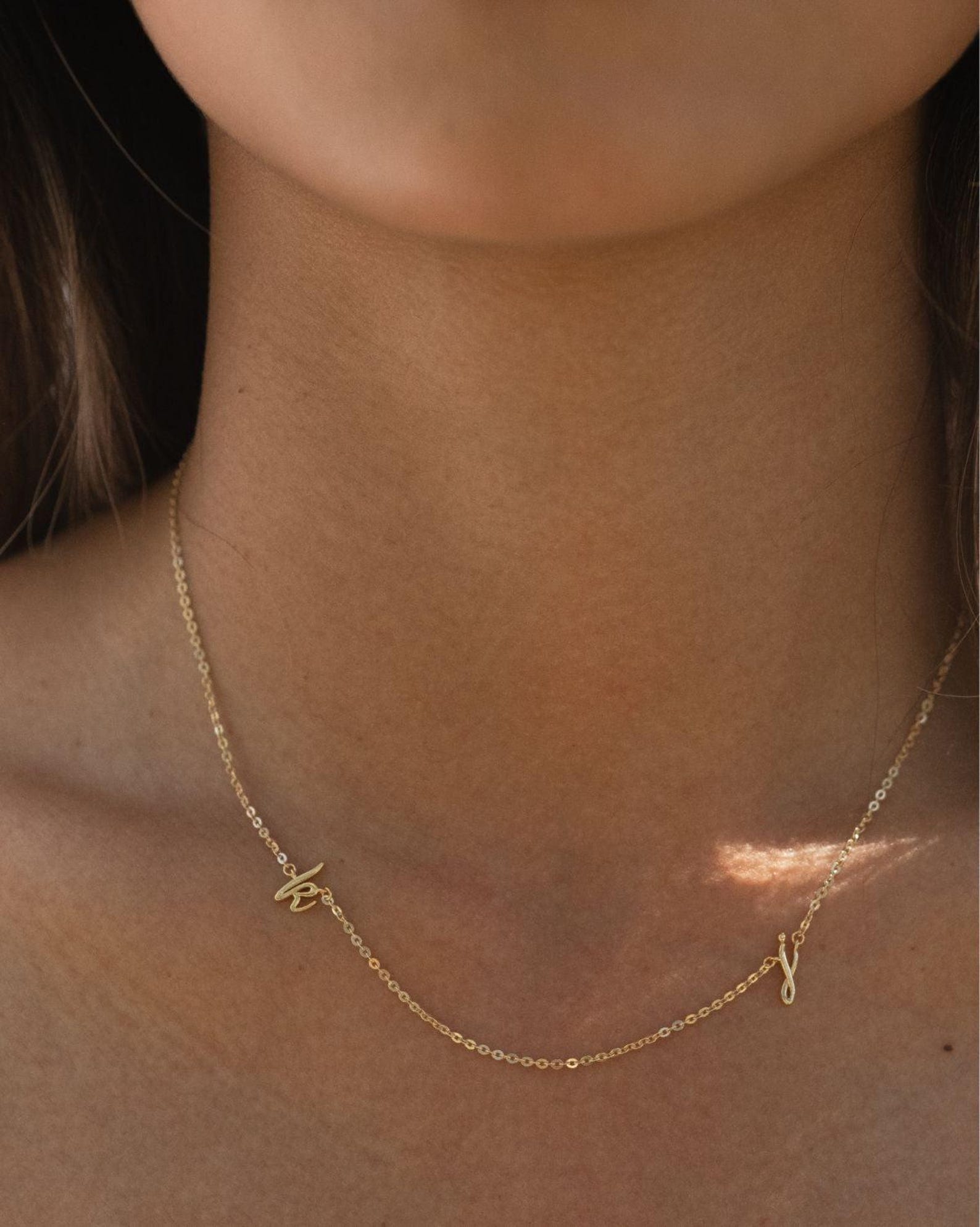 Personalized Cursive Initial Necklace: 18K Gold Filled Custom Pendant ...