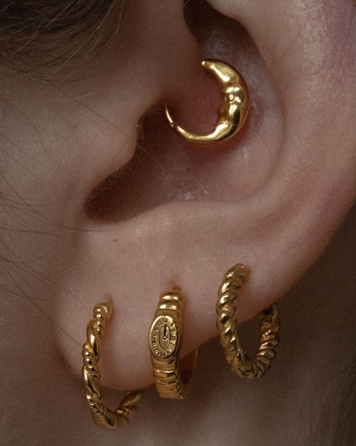 9K Gold Filled Crescent Moon Piercing Hoop: Daith, Rook, Tragus - Etsy