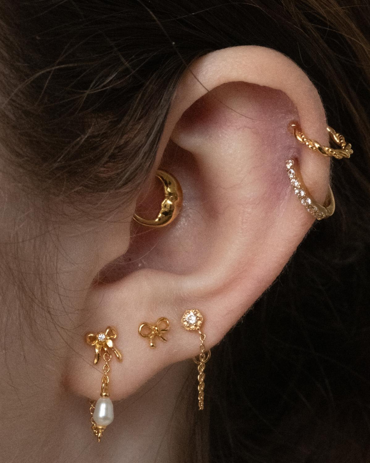 9K Gold Filled Crescent Moon Piercing Hoop: Daith, Rook, Tragus - Etsy