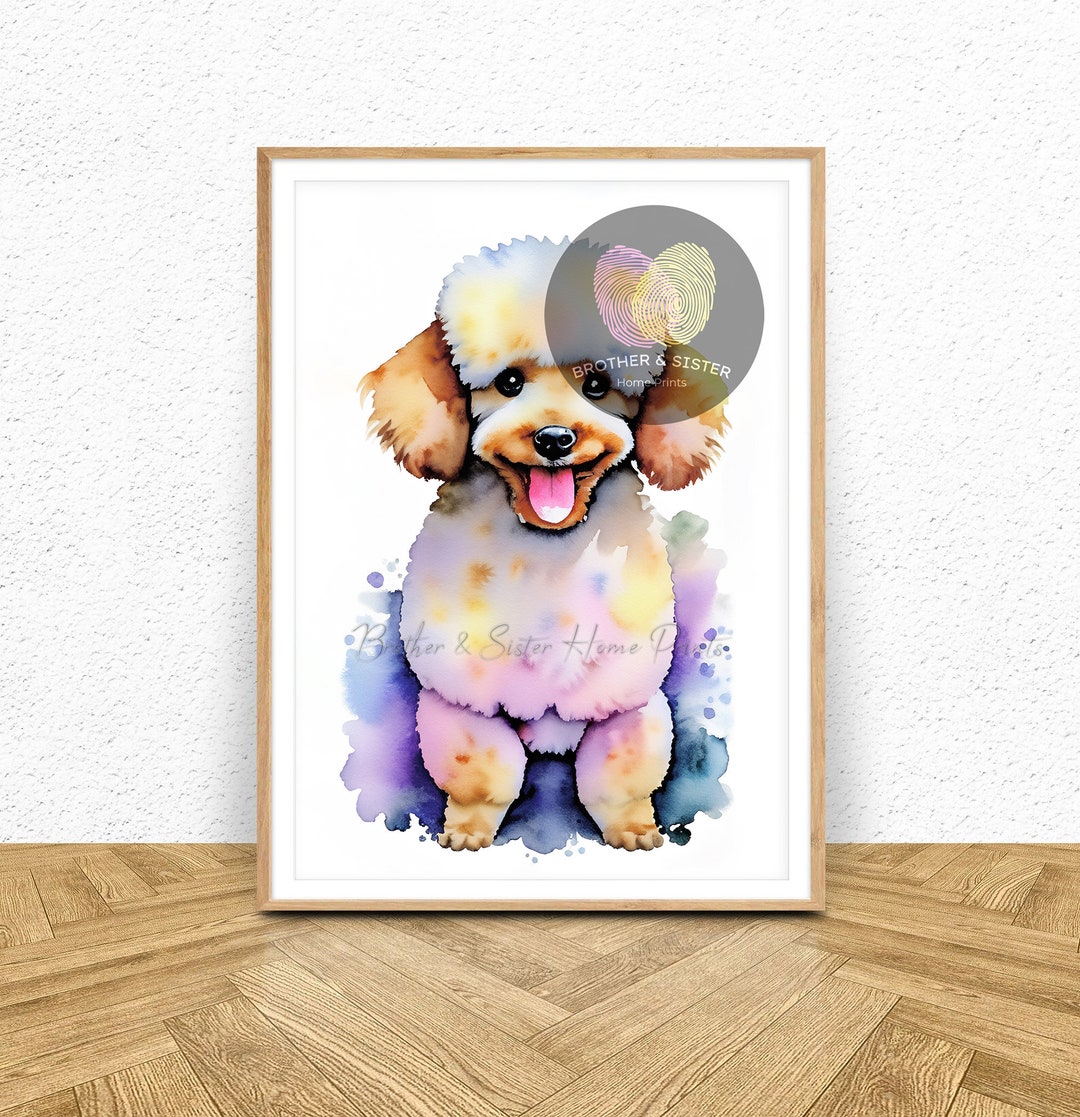 Poodle Wall Art Print, Poodle Watercolor Print, Instant Download ...