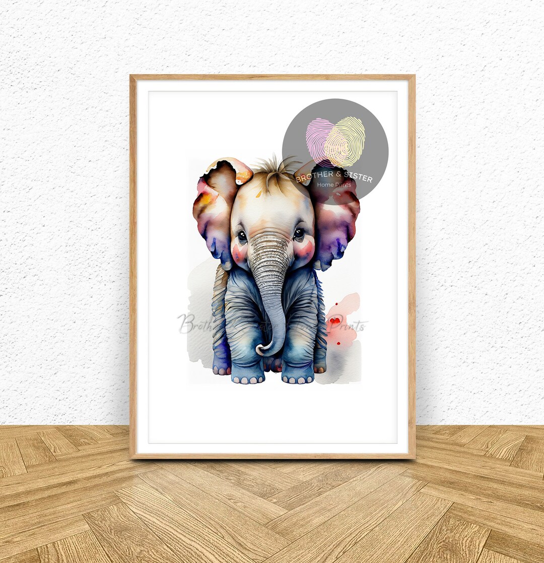 Cute Baby Elephant Wall Print, Nursery Decor, Baby Room Wall Art ...