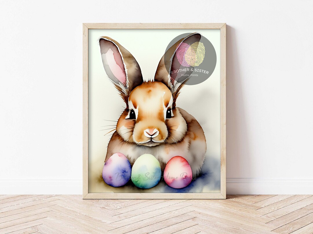 Easter Bunny Wall Art Print, Easter Bunny Home Decor, Easter Wall Art ...