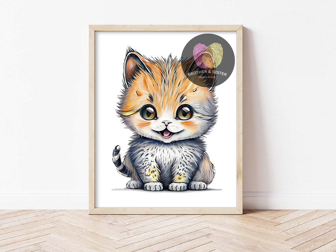 Cute Baby Cat Art Print, Kitty Wall Art Print, Nursery Art Decor ...