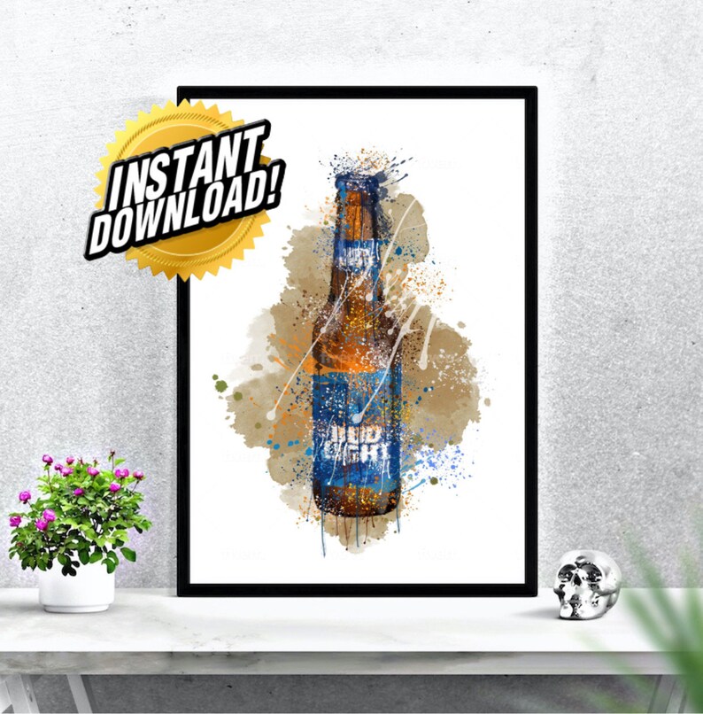 Bud Light Beer Abstract Art, Wall Home Decor, Cerveza, Beer Print ...