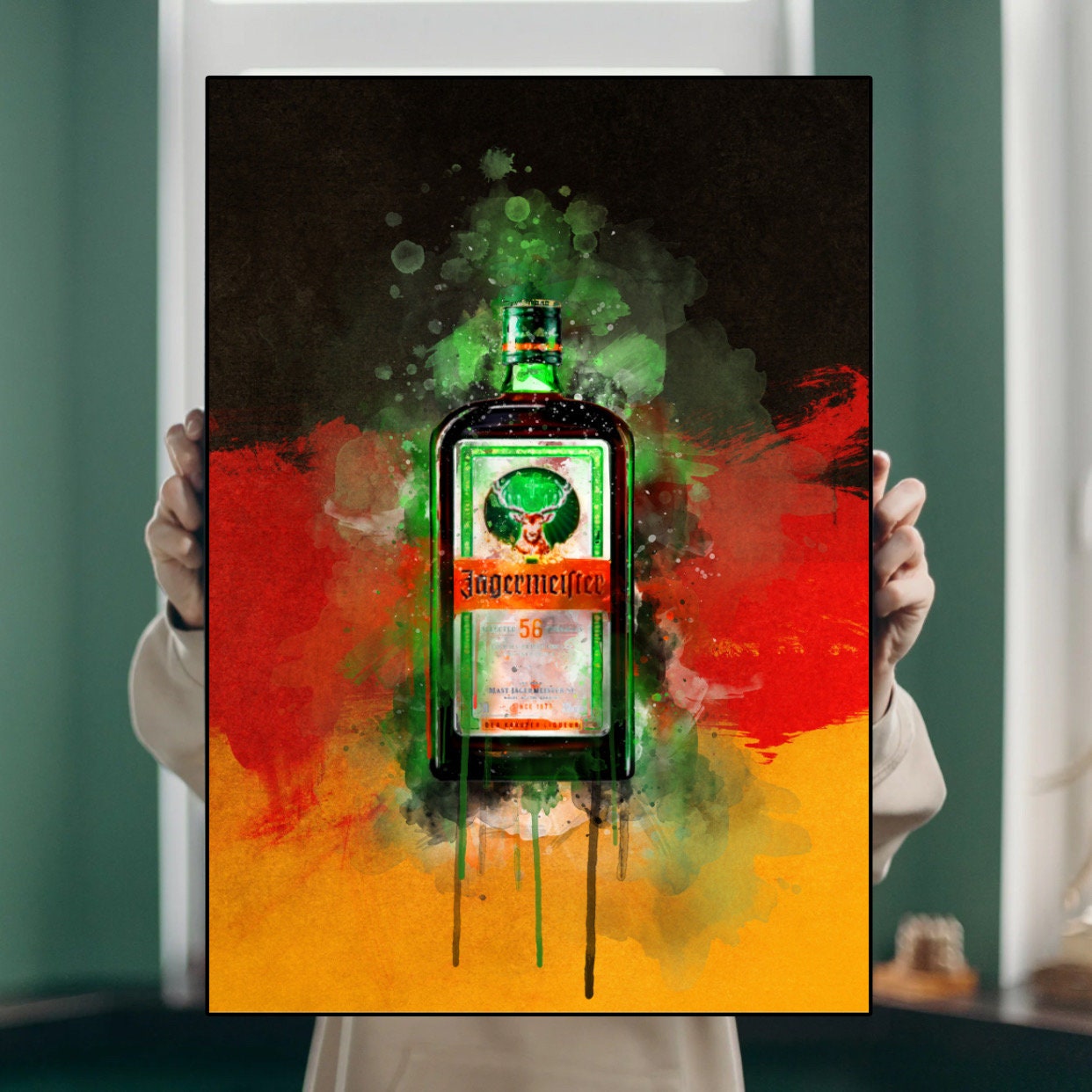 Jagermeister Bottle Design Print, Jager, Alcohol, Deutschland Flag ...