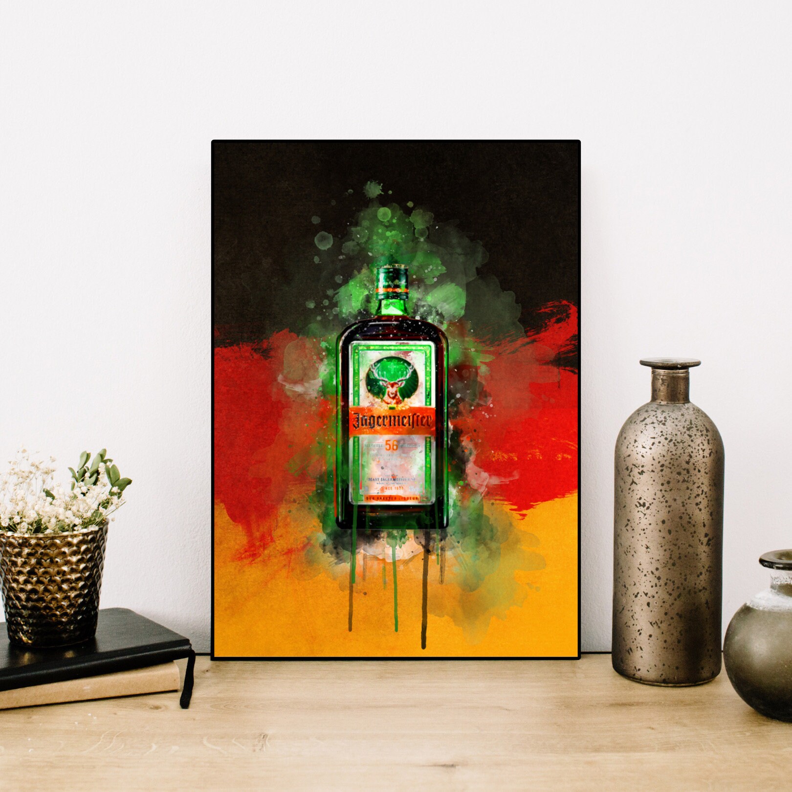 Jagermeister Bottle Design Print, Jager, Alcohol, Deutschland Flag ...