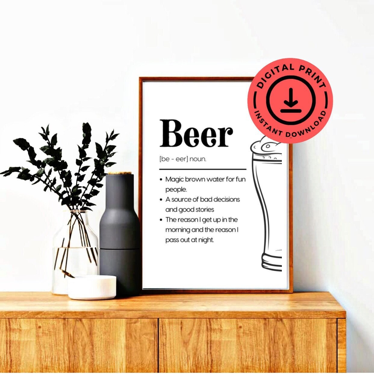 INSTANT DOWNLOAD Beer Noun Wall Sign, Digital Print, Heineken, Snow ...